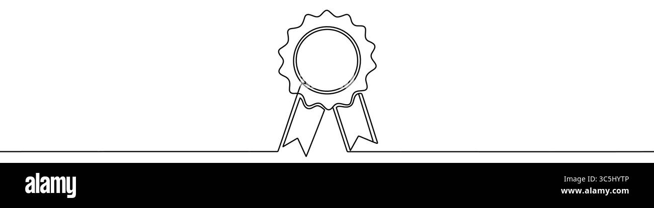 Black award or medal in one line art style. Award drawing with editable ...