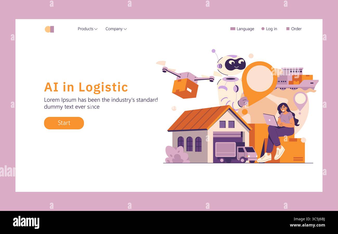 AI in Logistic illustration. This conceptual design explores the ...