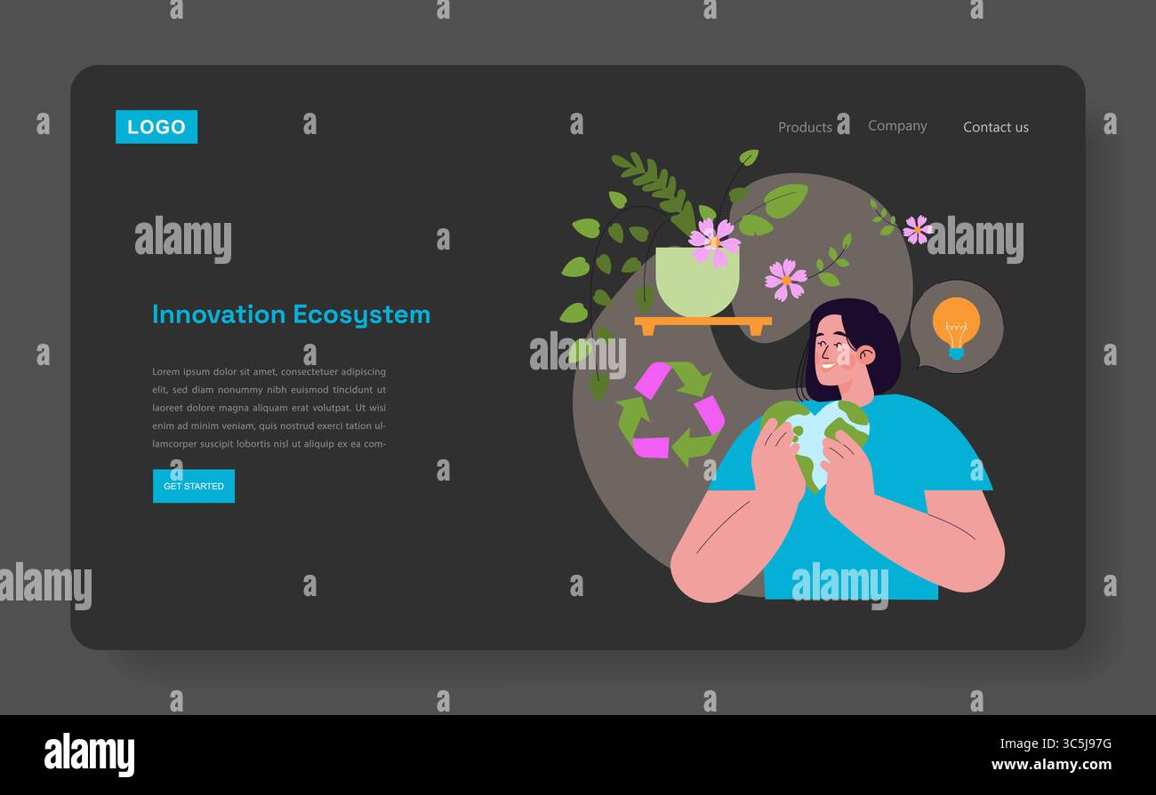 Innovation Ecosystem concept. A modern workspace reflecting innovative ...