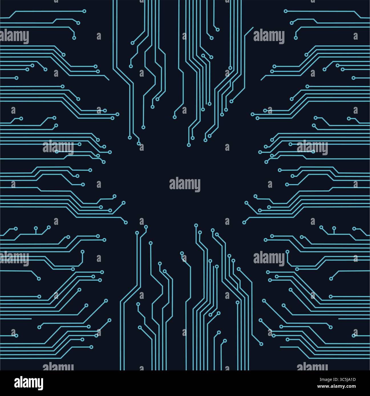 circuit board electronic or electrical line with glow light on blue engineering technology ...