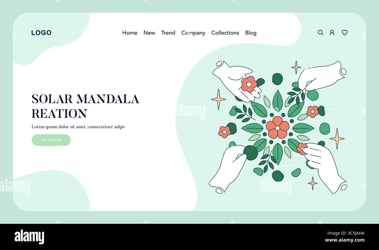 Vector illustration of a collaborative solar mandala creation with ...
