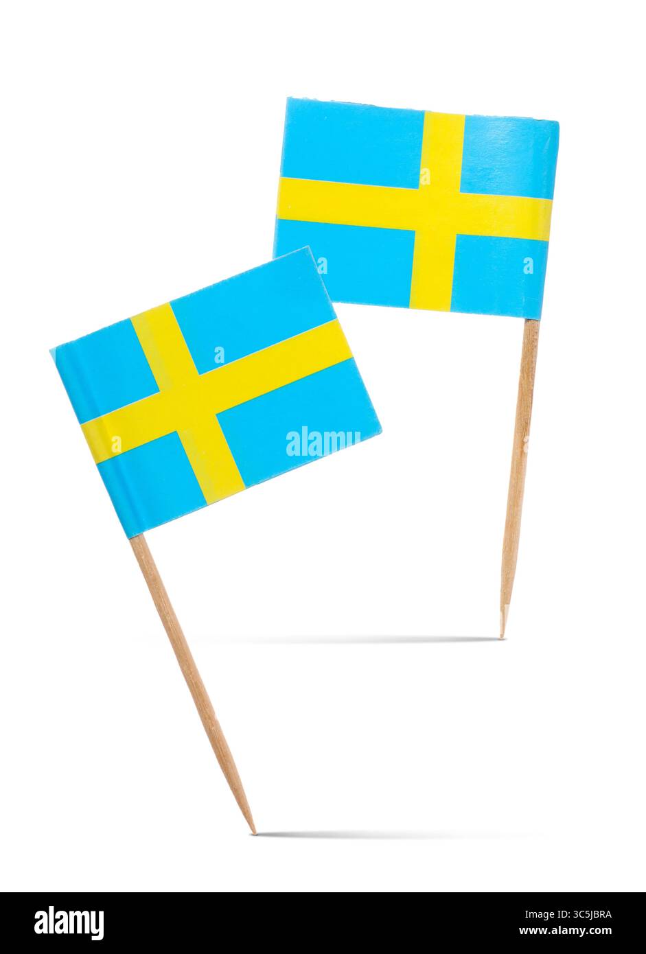Small paper flags of Sweden on white background Stock Photo - Alamy