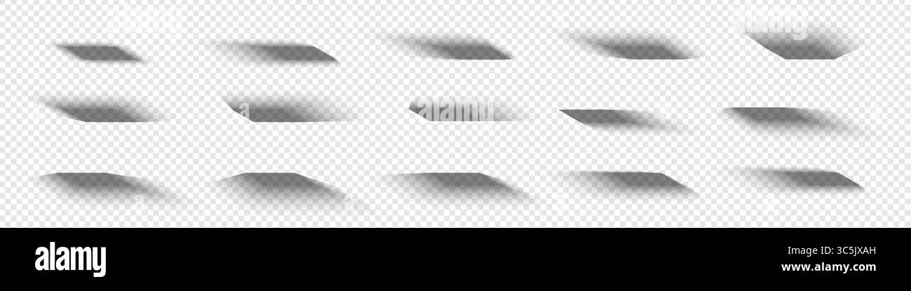 Rectangular shadow under paper sheet with edge blur and realistic depth ...