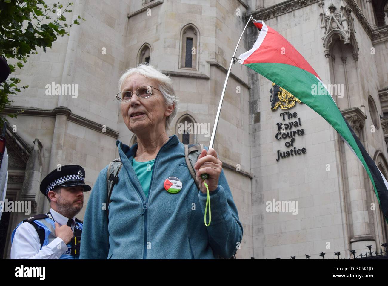 London, UK. 30th July 2025. Pro-Palestine protesters gather outside the ...