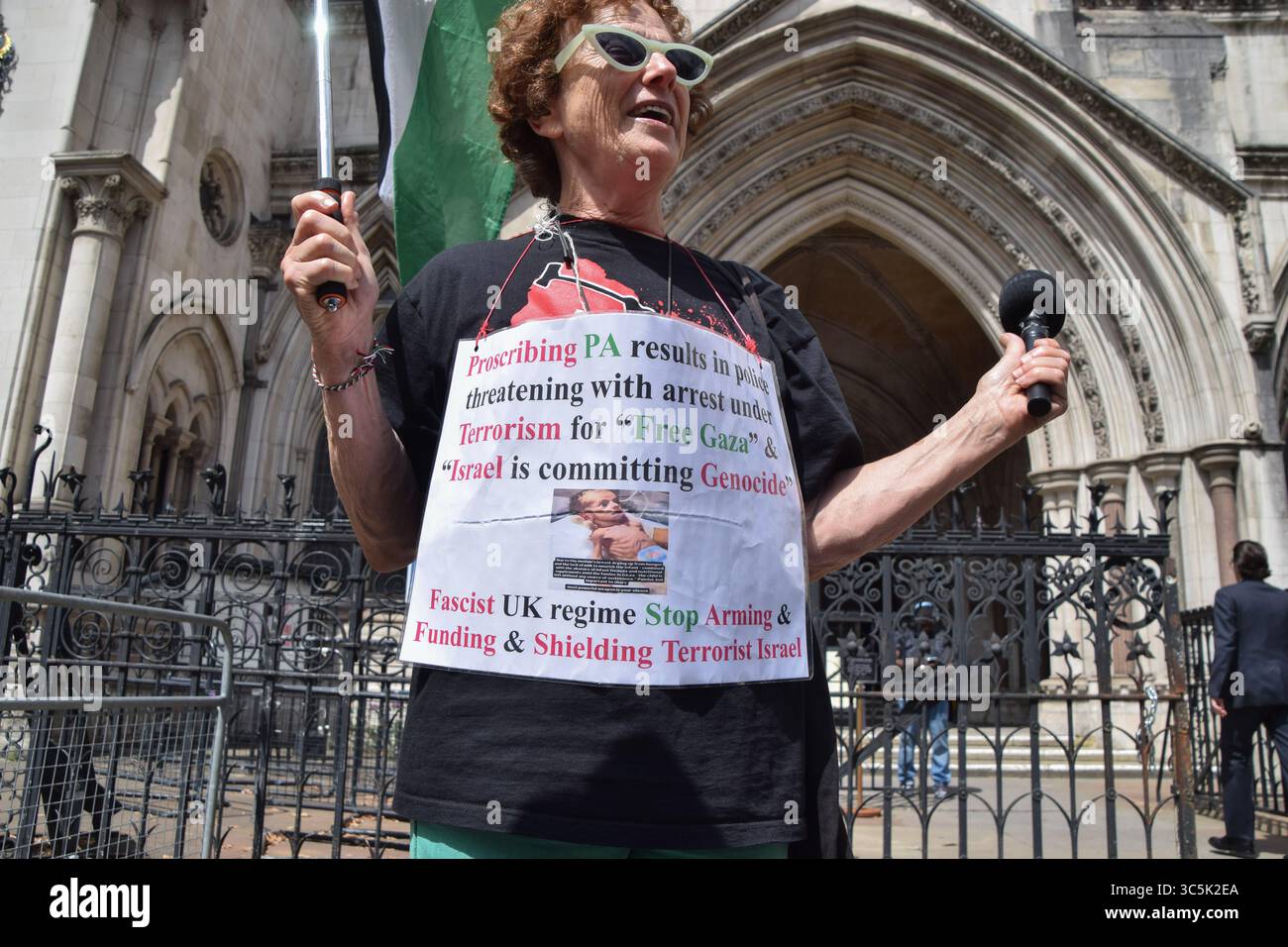 London, UK. 30th July 2025. Pro-Palestine protesters gather outside the ...