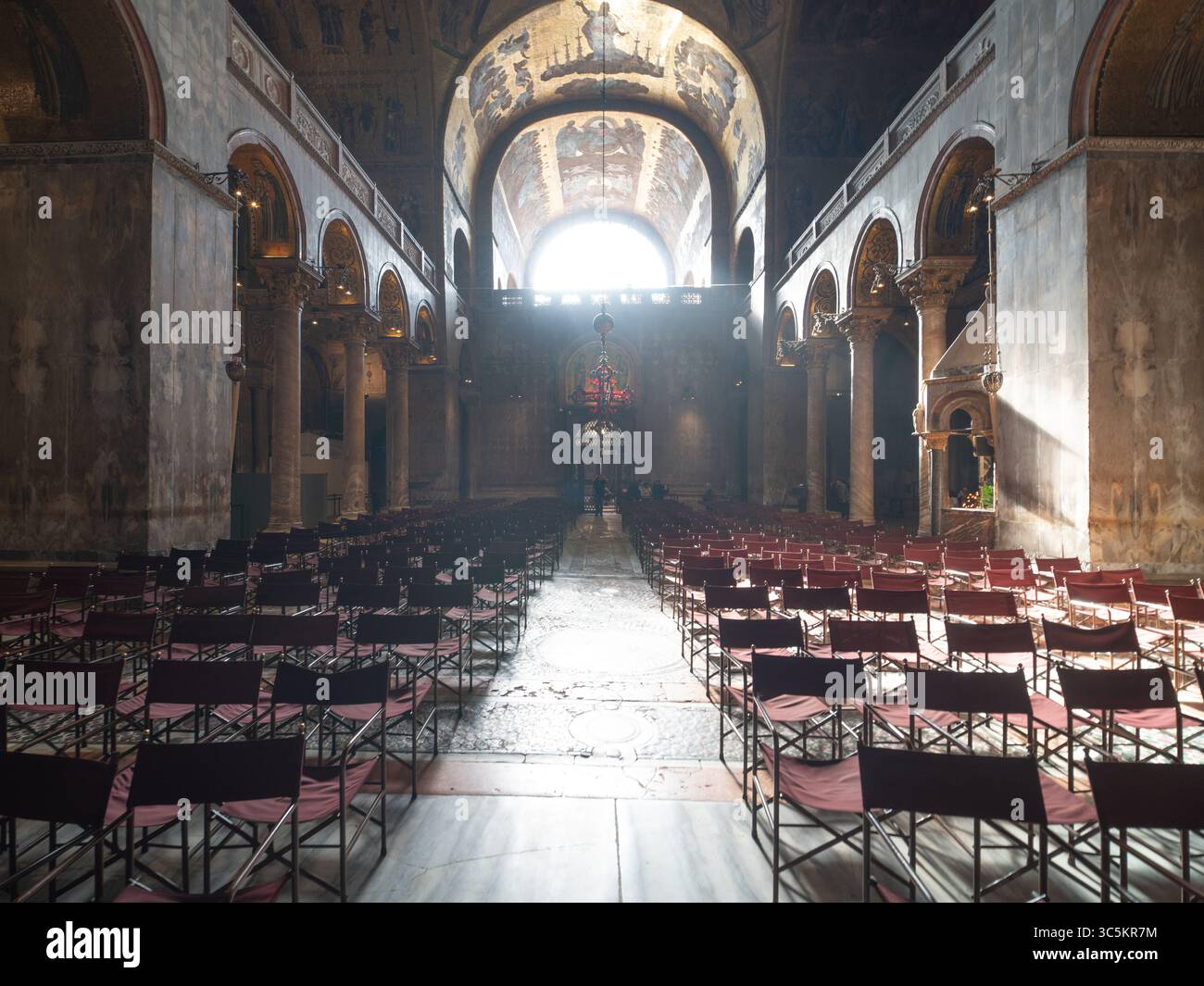 The interior of the byzantine styled San Marco church (Basilica di San ...