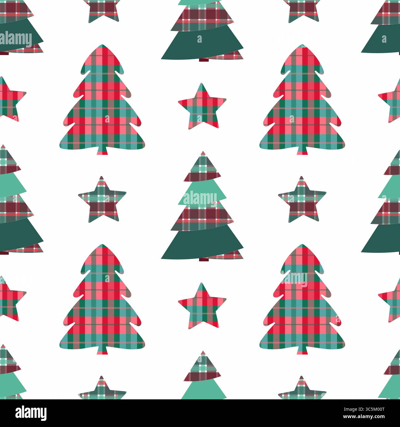 Red background with seamless green fir trees hi-res stock photography ...