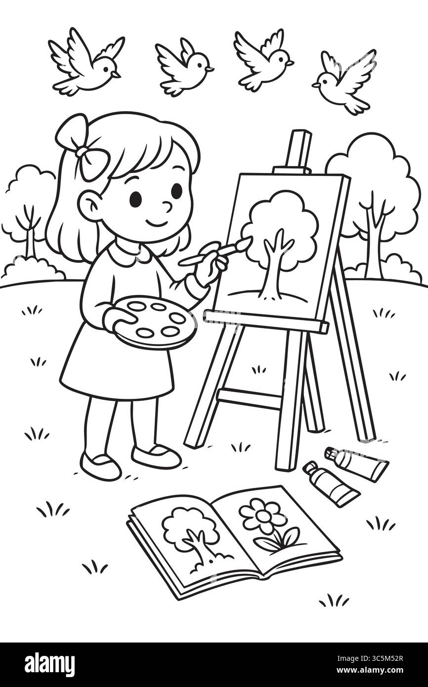 Artistic kids activity Black and White Stock Photos & Images - Alamy