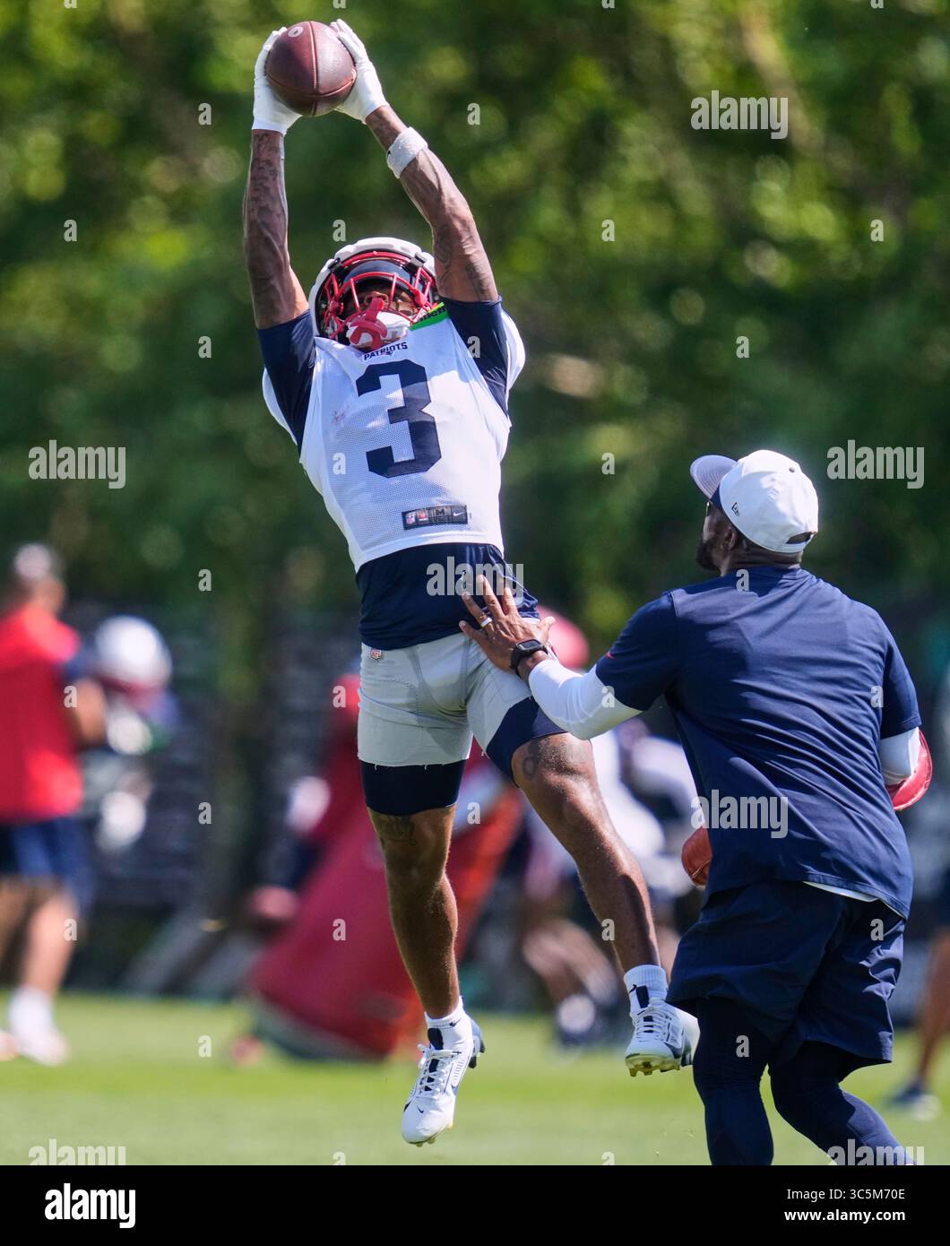 New England Patriots wide receiver DeMario Douglas (3) at the team's ...