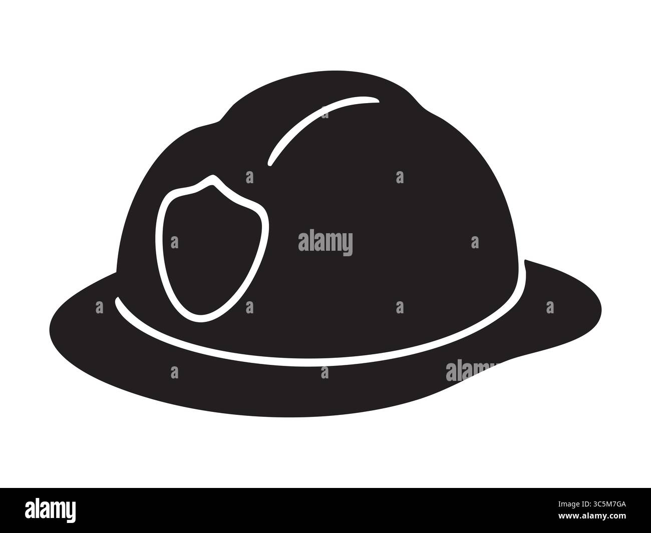 Black silhouette of kids toy firefighter helmet, isolated on white ...