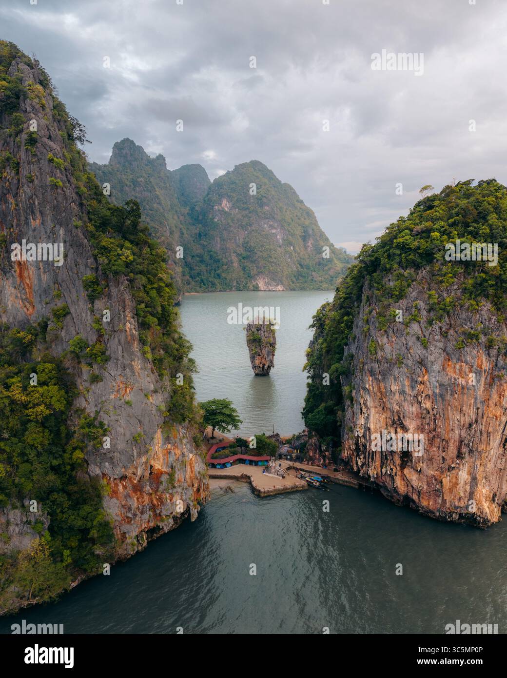 Serene seascape towering karst formations hi-res stock photography and ...