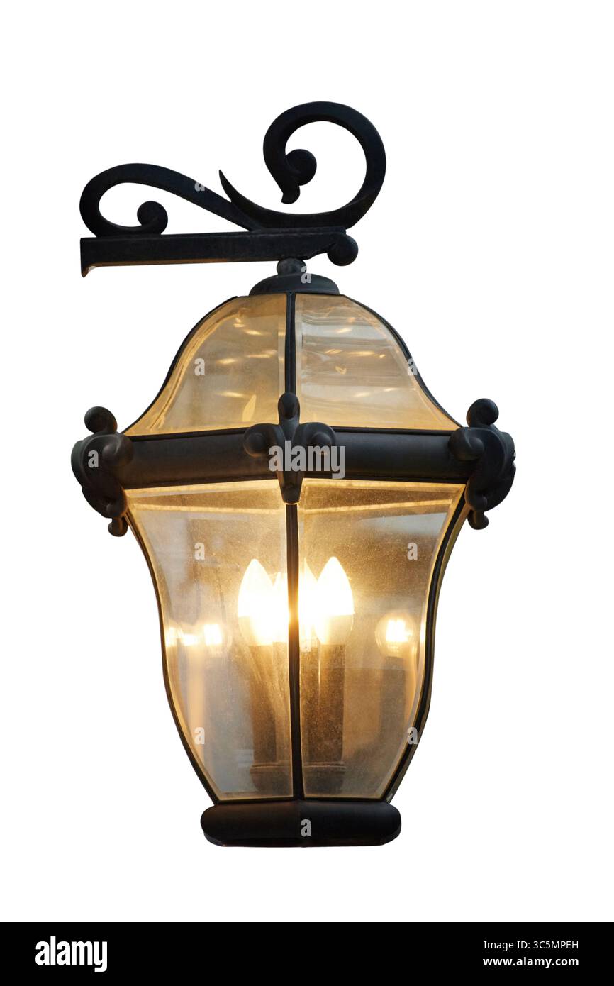 victorian style black wrought iron wall scone on a white background ...