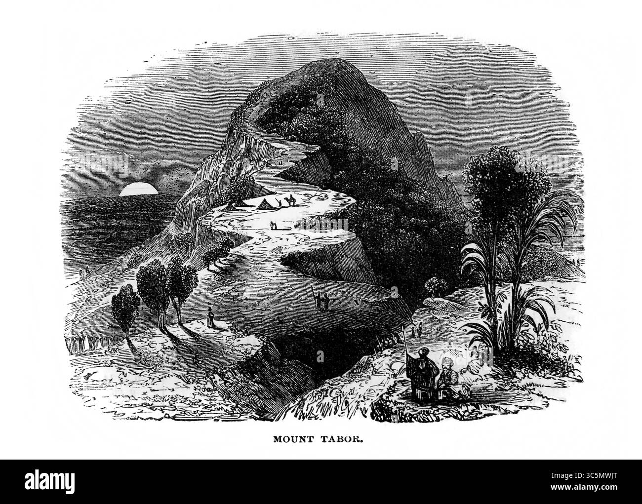 Illustration of Mount Tabor from Antique 19th Century The Holy Bible ...