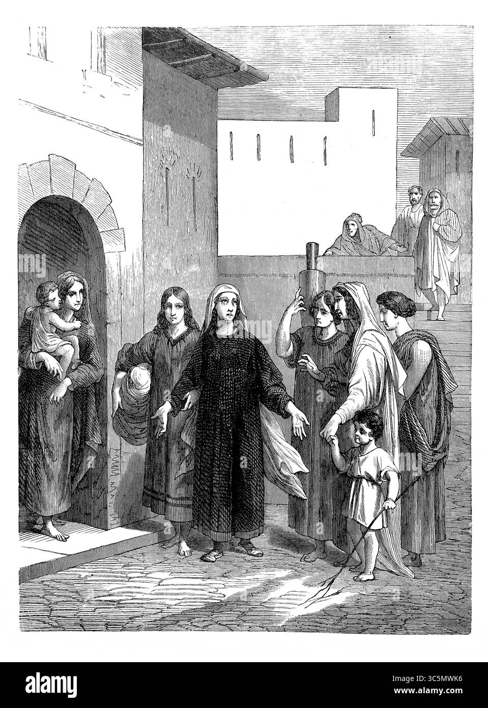 Illustration of Naomi and Ruth on their return to Bethlehem (Ruth) from ...