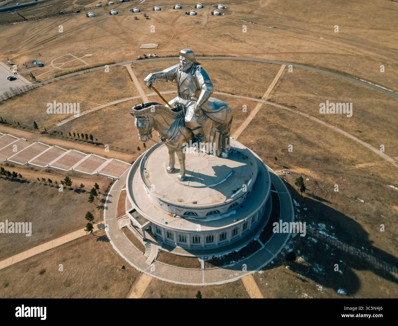 Ulaanbaatar, mongolia - 2 may 2025 aerial view of Genghis Khan Statue Complex . High quality ...