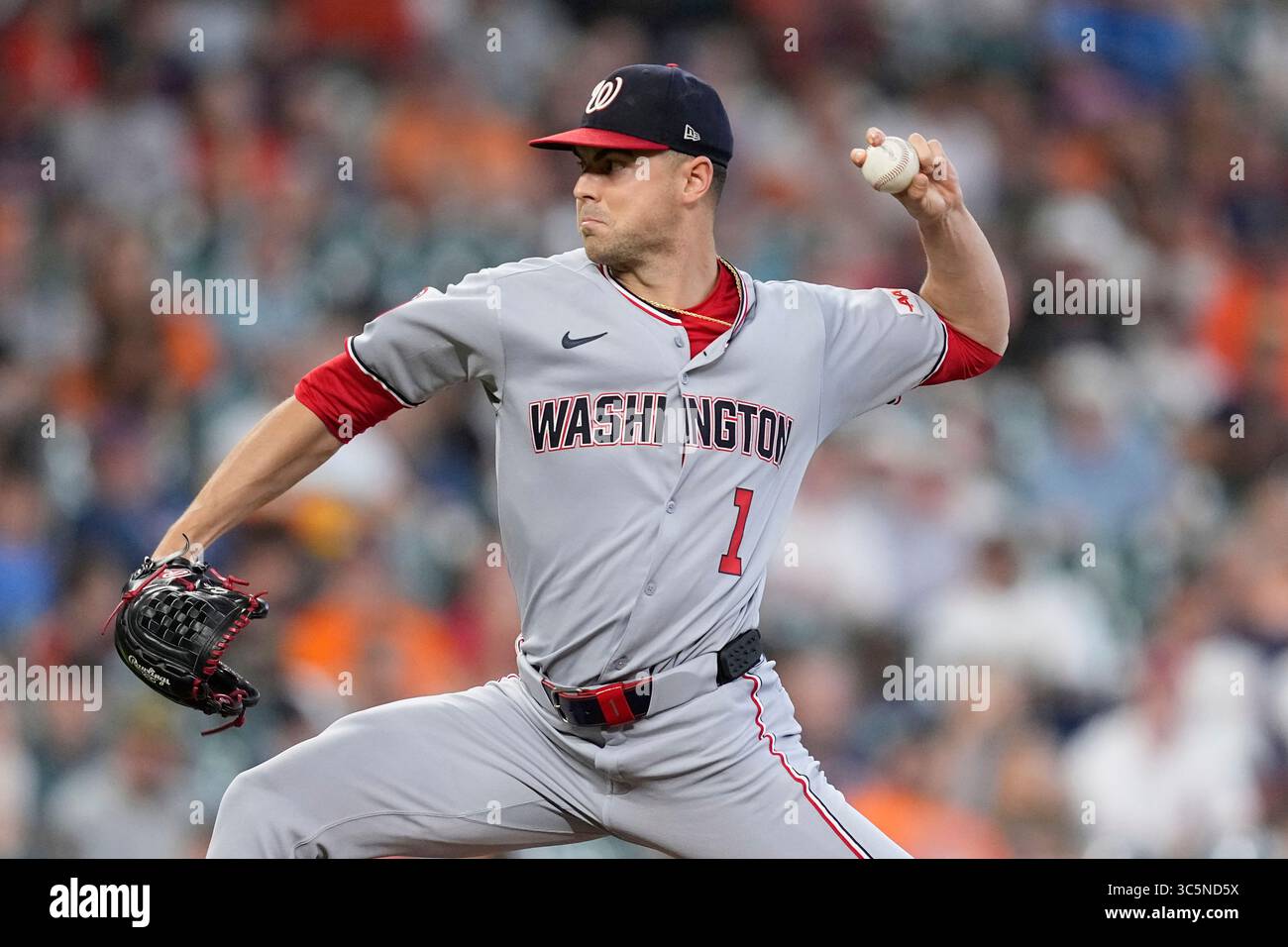 Washington Nationals starting pitcher MacKenzie Gore throws against the ...
