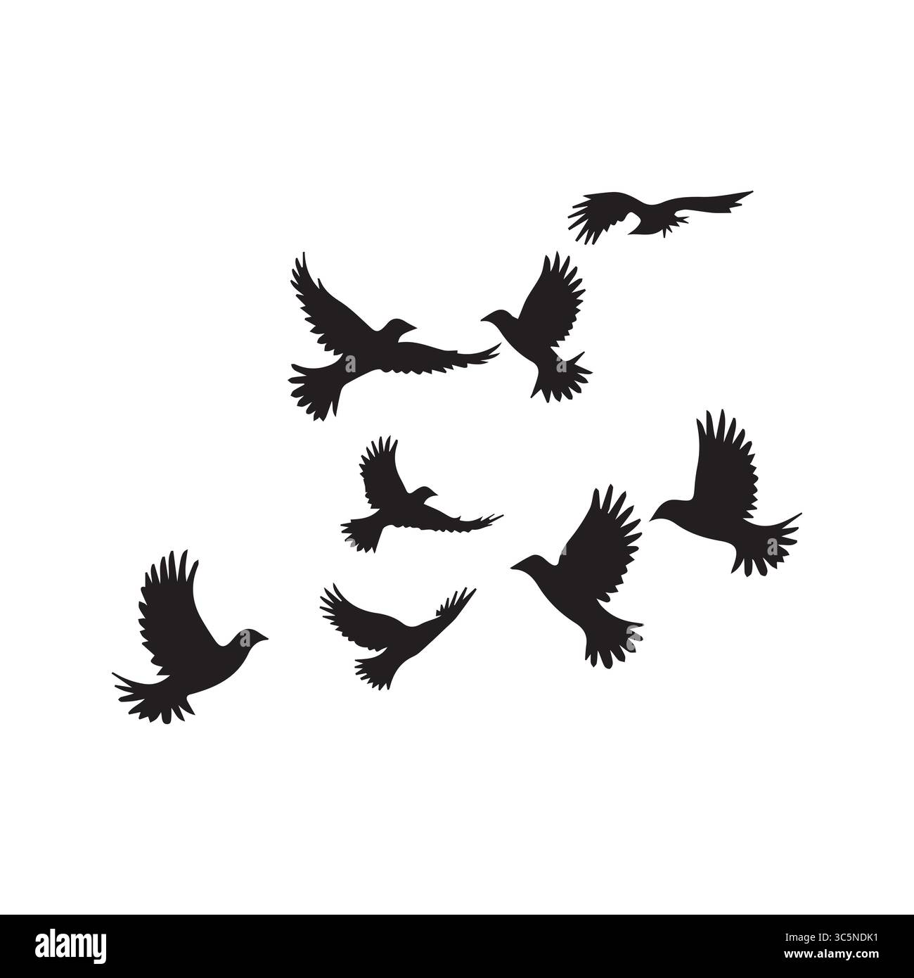 Flock birds flying in air Cut Out Stock Images & Pictures - Alamy