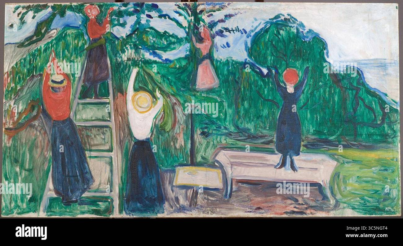 Edvard Munch - Girls picking Fruit (The Linde Frieze Stock Photo - Alamy