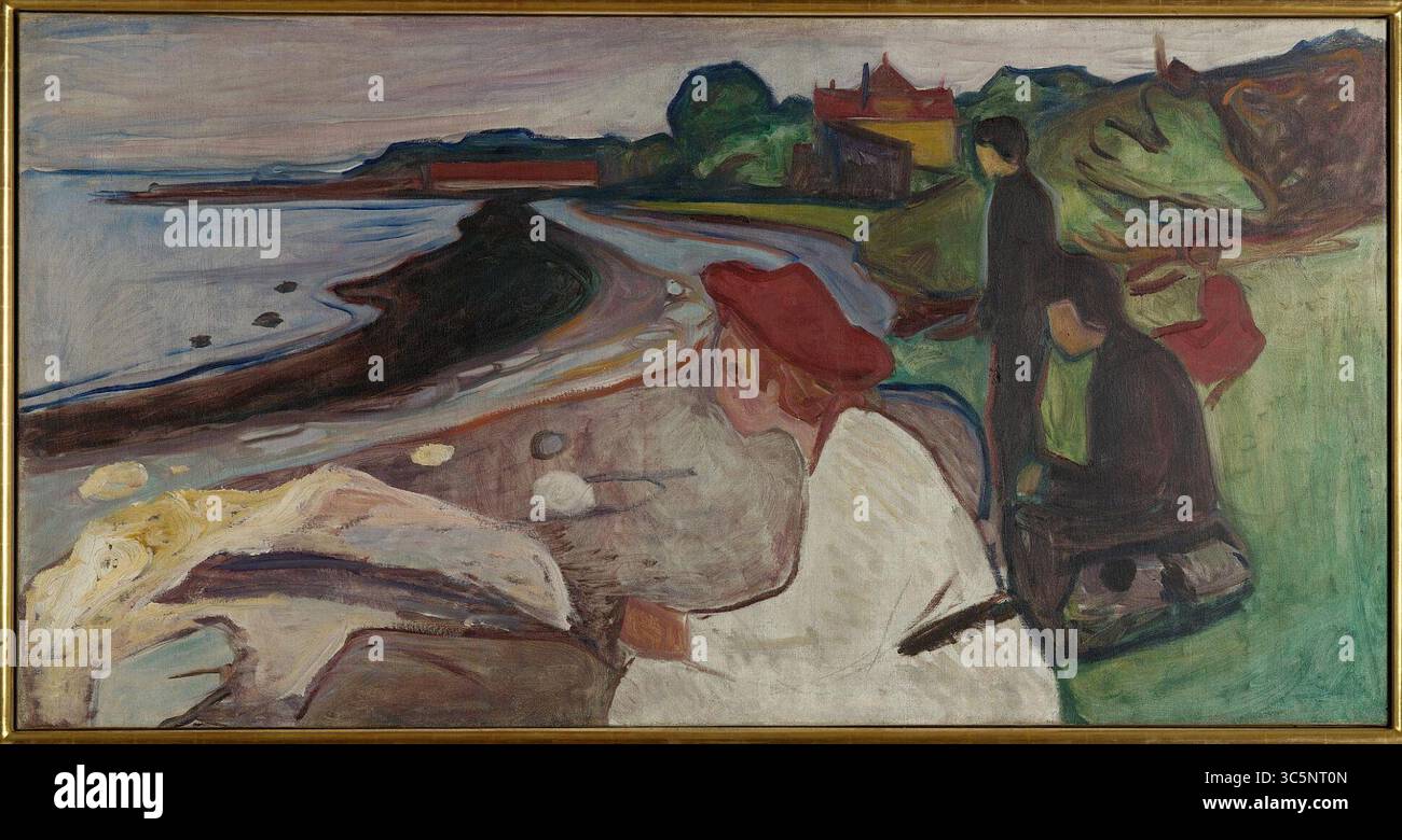 Edvard Munch - Young People on the Beach (The Linde Frieze Stock Photo ...