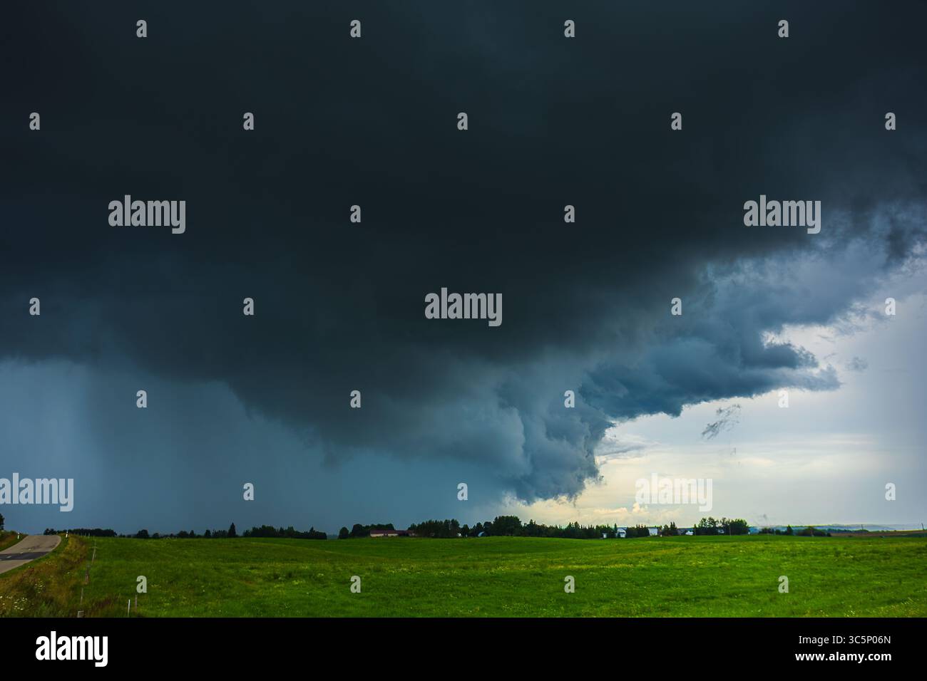 Dark supercell storm clouds with massive rain. Climate change Stock ...