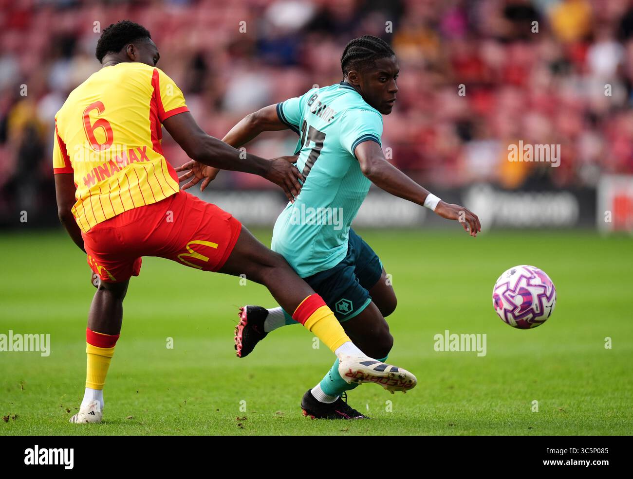 RC Lens' Samson Baidoo (left) and Wolverhampton Wanderers' Jean-Ricner ...