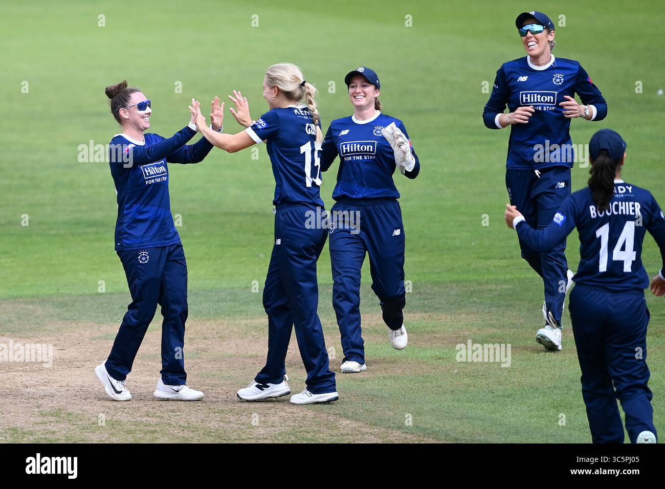 Southampton, UK, 30 July 2025. Linsey Smith (left), Daisy Gibb and ...