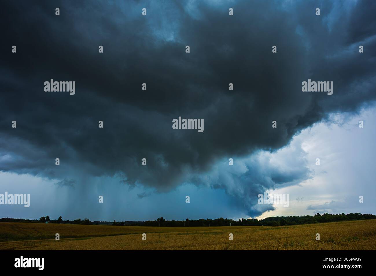 Dark supercell storm clouds with massive rain. Climate change Stock ...