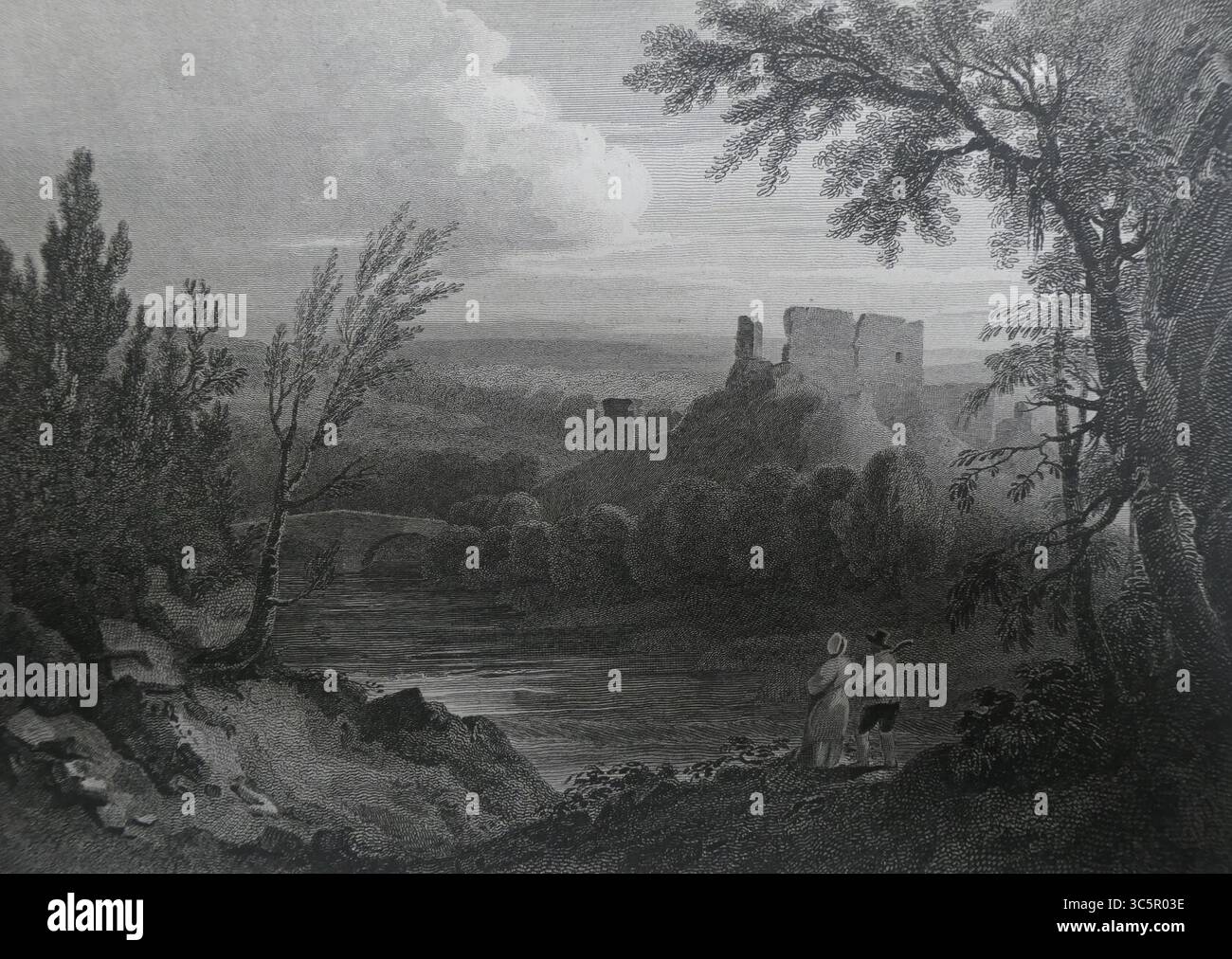 Mitford Castle 1814 (01 Stock Photo - Alamy