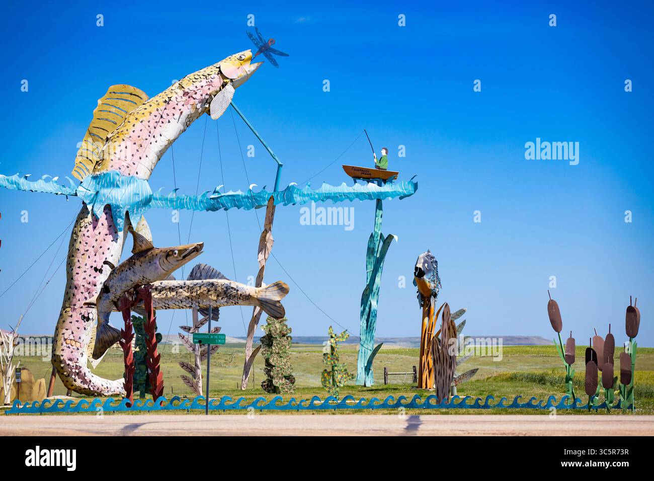 Regent, ND, USA - July 13, 2025: The Fisherman's Dream sculpture on ...
