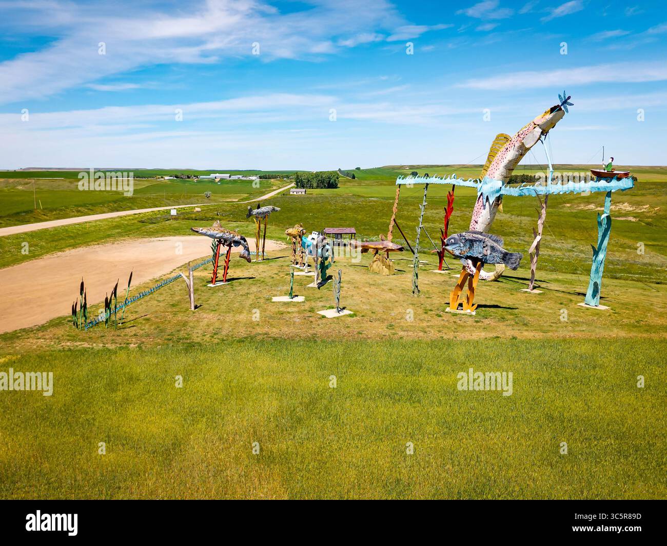 Regent, ND, USA - July 13, 2025: The Fisherman's Dream sculpture on ...