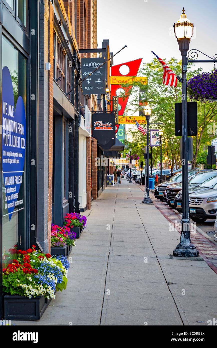 Fargo, ND, USA - July 01, 2025: Downtown Fargo vibrant streetscape at ...