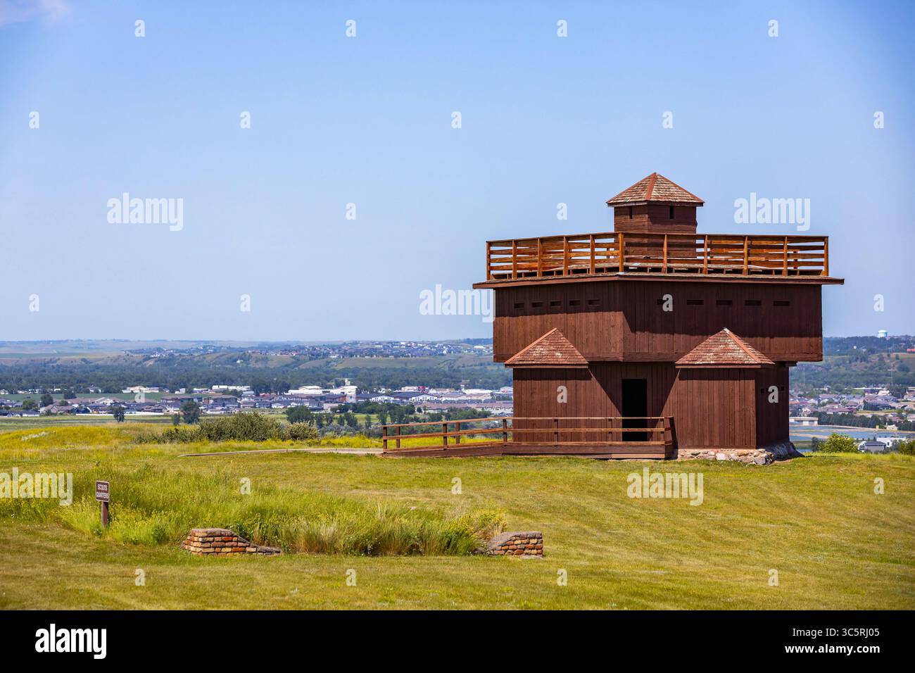 The Infantry Block House at Fort Abraham Lincoln State Park stands as a ...