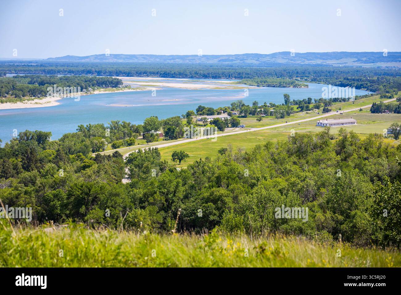An expansive aerial view showcases the meticulously restored barracks ...