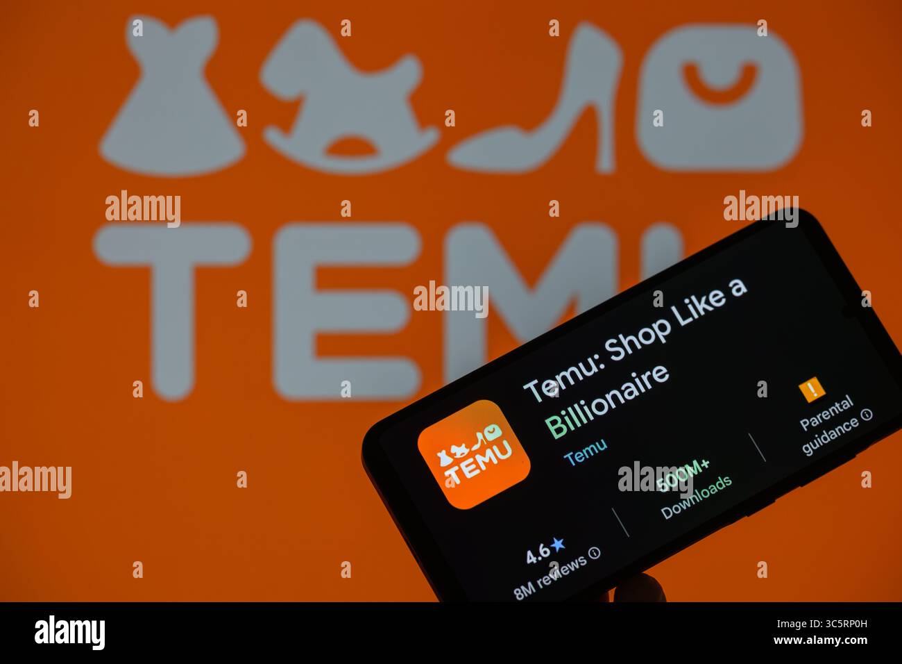 The Temu app is being displayed on a mobile phone with Temu seen in the ...