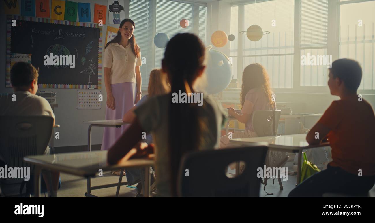 Female teacher finishing lesson announcing hi-res stock photography and ...