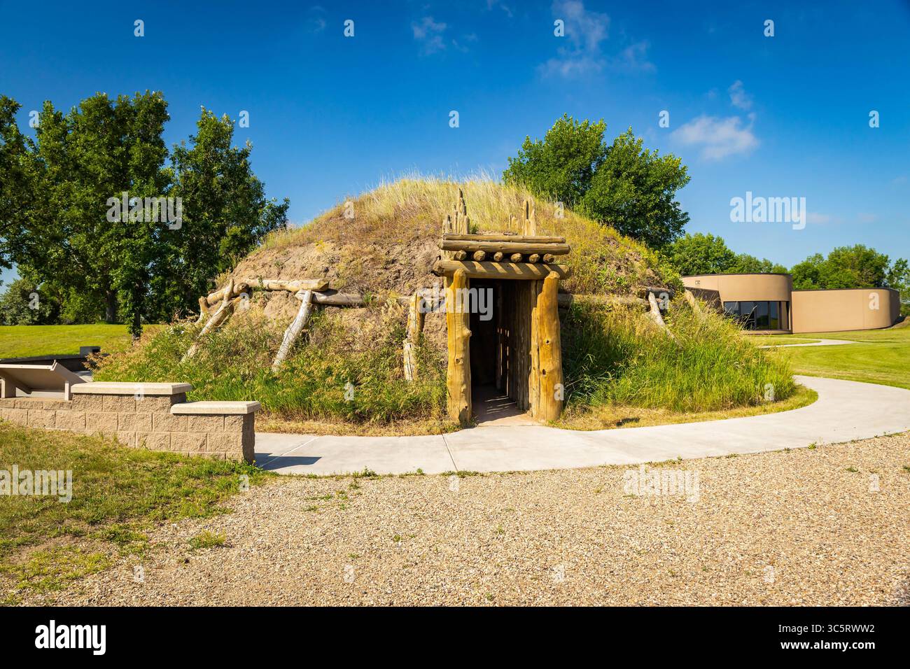 The exterior of reconstructed earthlodges at Knife River Indian ...