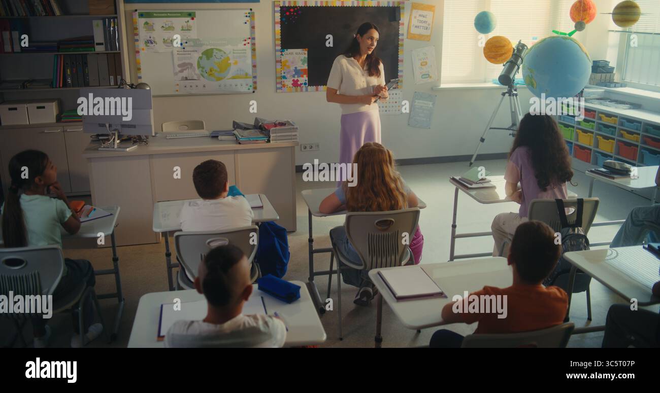Environmental Science Lesson: Female Teacher with Tablet Computer ...