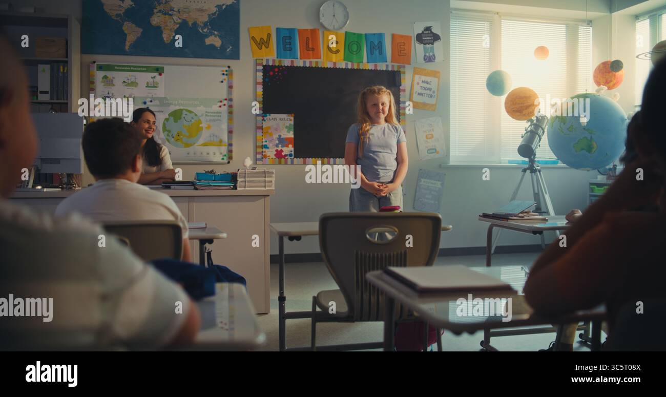 Primary School Girl Showcasing Knowledge of Ecology in Front of ...