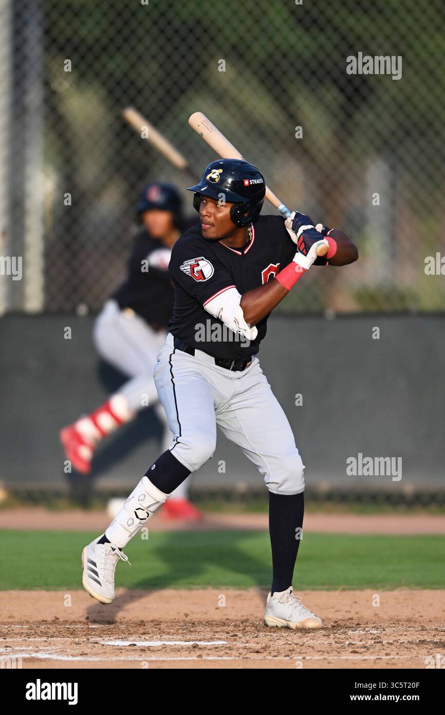 Jaison Chourio (54) of the ACL Guardians at bat during an Arizona ...