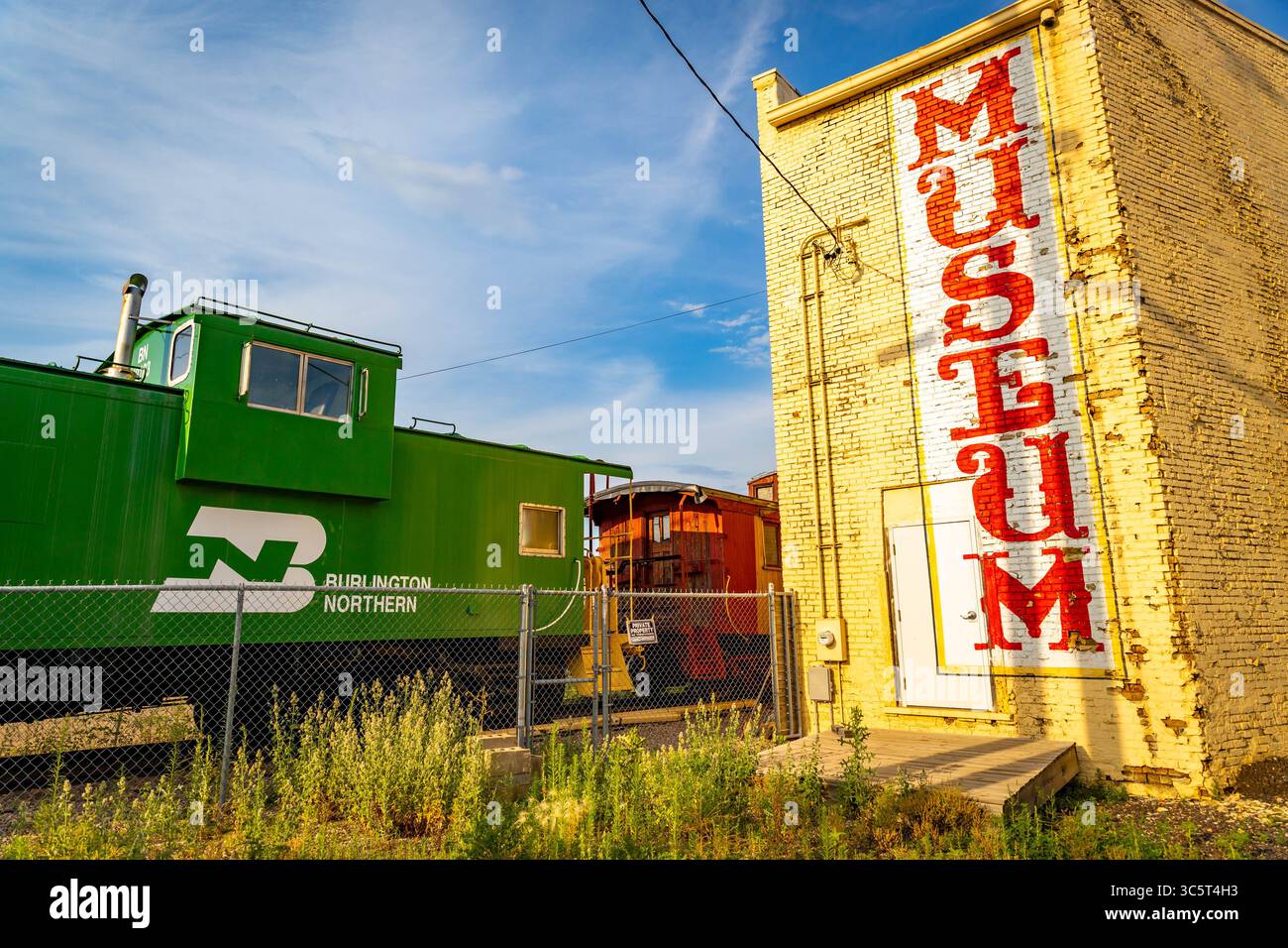 Minot, ND, USA - July 06, 2025: The Minot Railroad Museum, located with ...