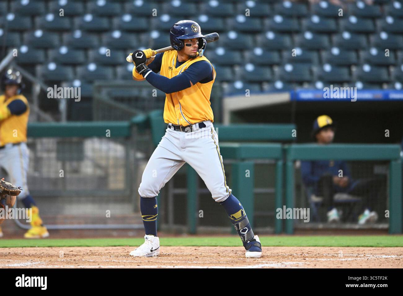 Gery Holguin (38) of the ACL Milwaukee Brewers at bat during an Arizona ...