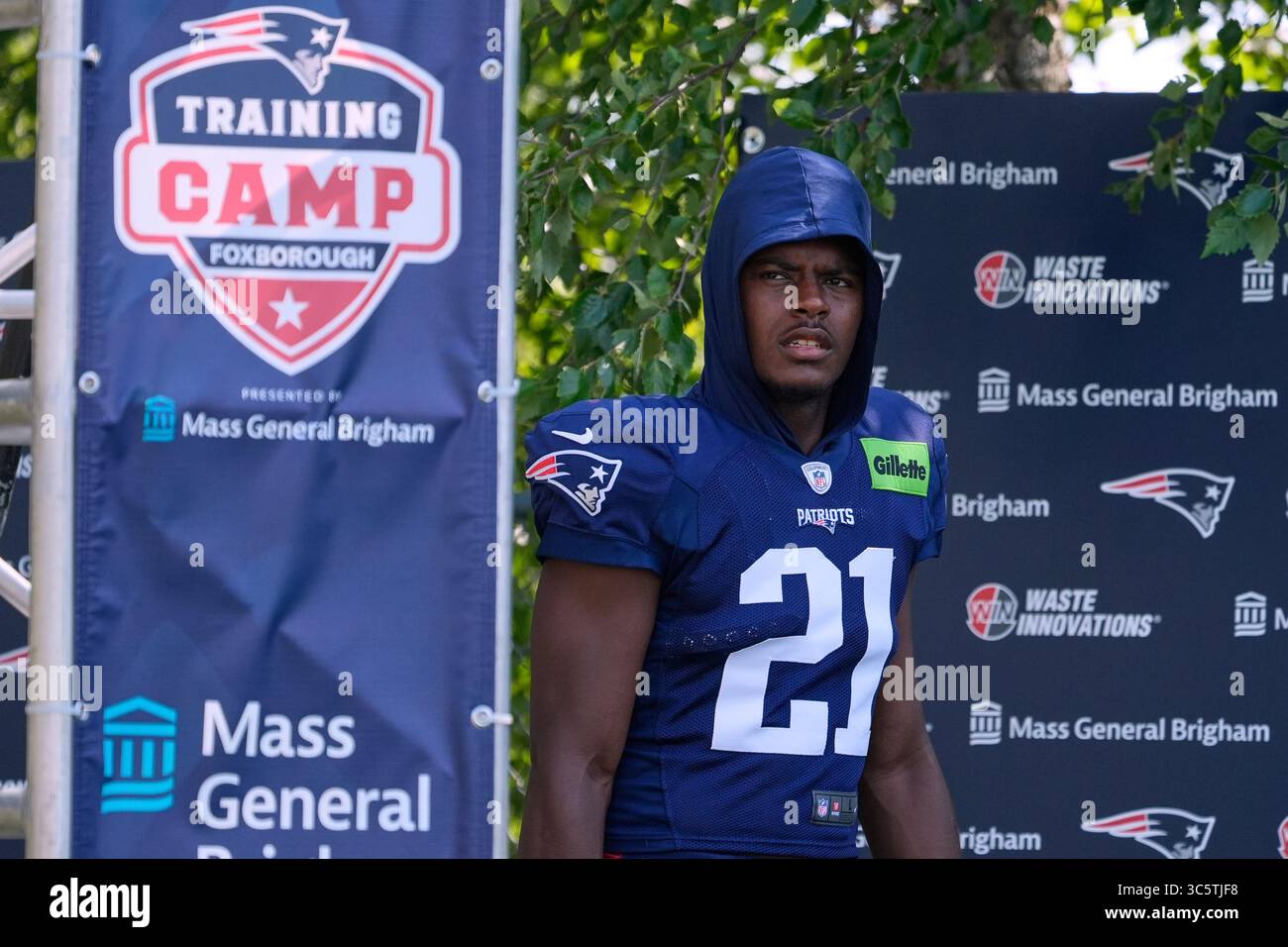 New England Patriots safety Jaylinn Hawkins (21) at the team's NFL ...