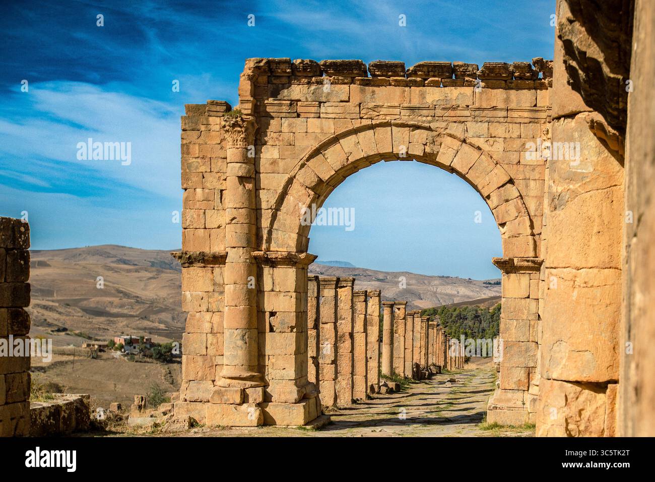 A striking low-angle shot showcases a series of remarkably preserved ...