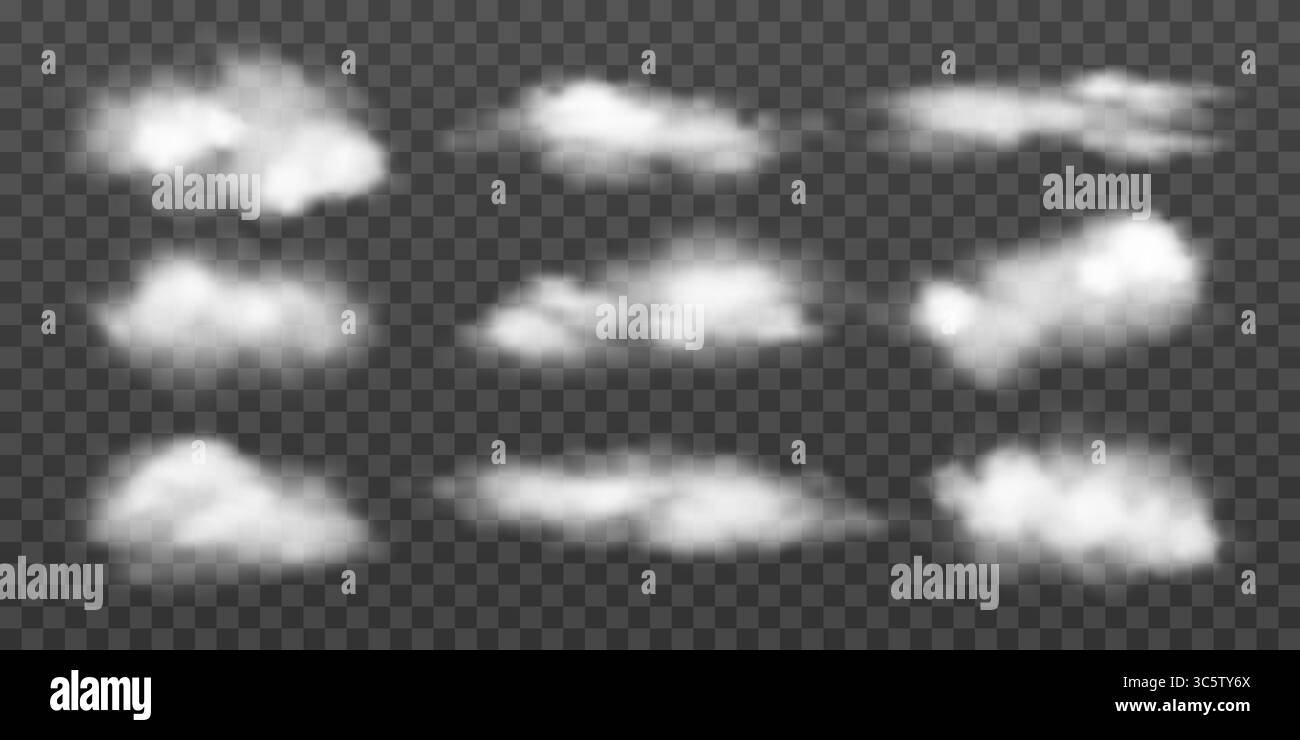 Set of realistic white clouds in various forms Stock Vector Image & Art ...