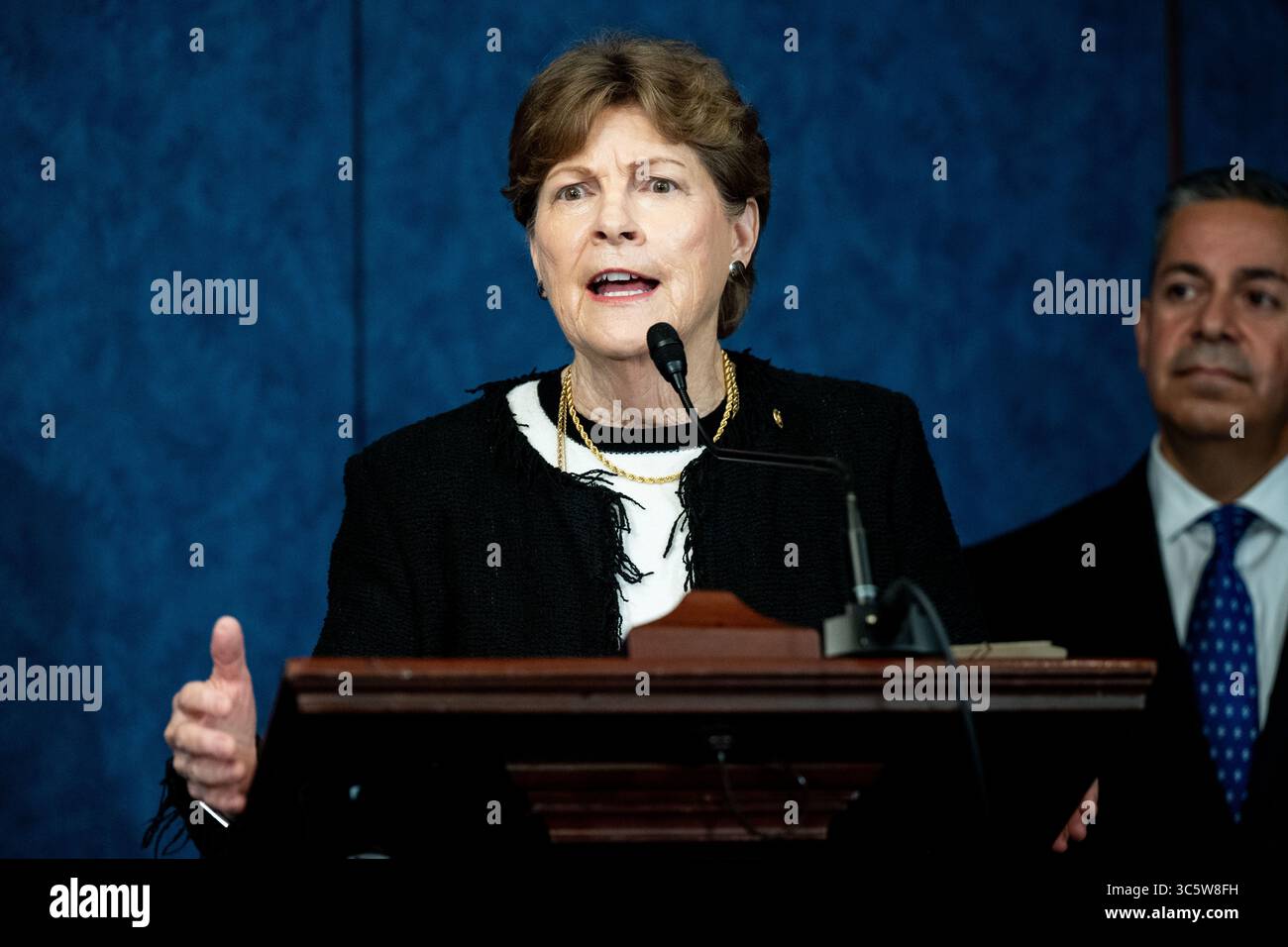 U.S. Senator Jeanne Shaheen (D-NH) speaking about proposed legislation ...