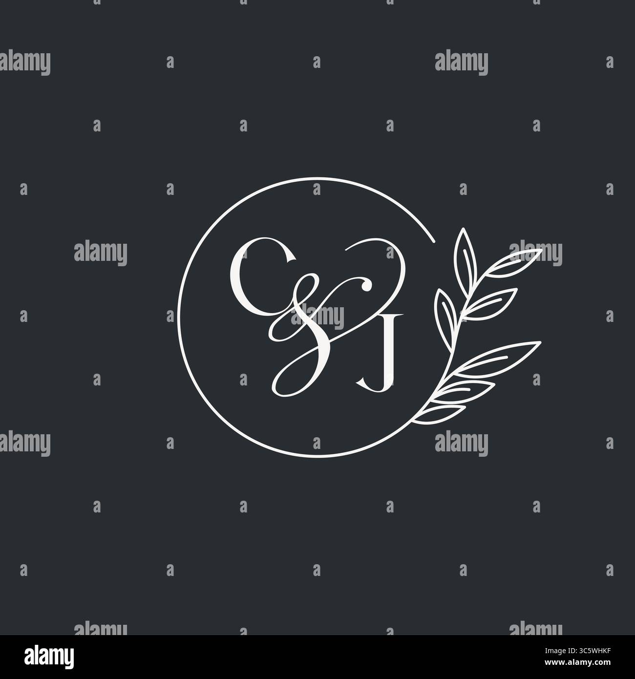 Wedding monogram initial CJ design in an elegant and minimal style with ...