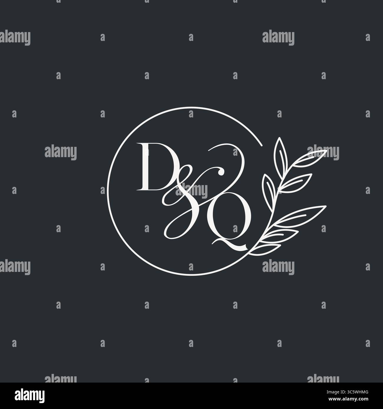Wedding monogram initial DQ design in an elegant and minimal style with ...