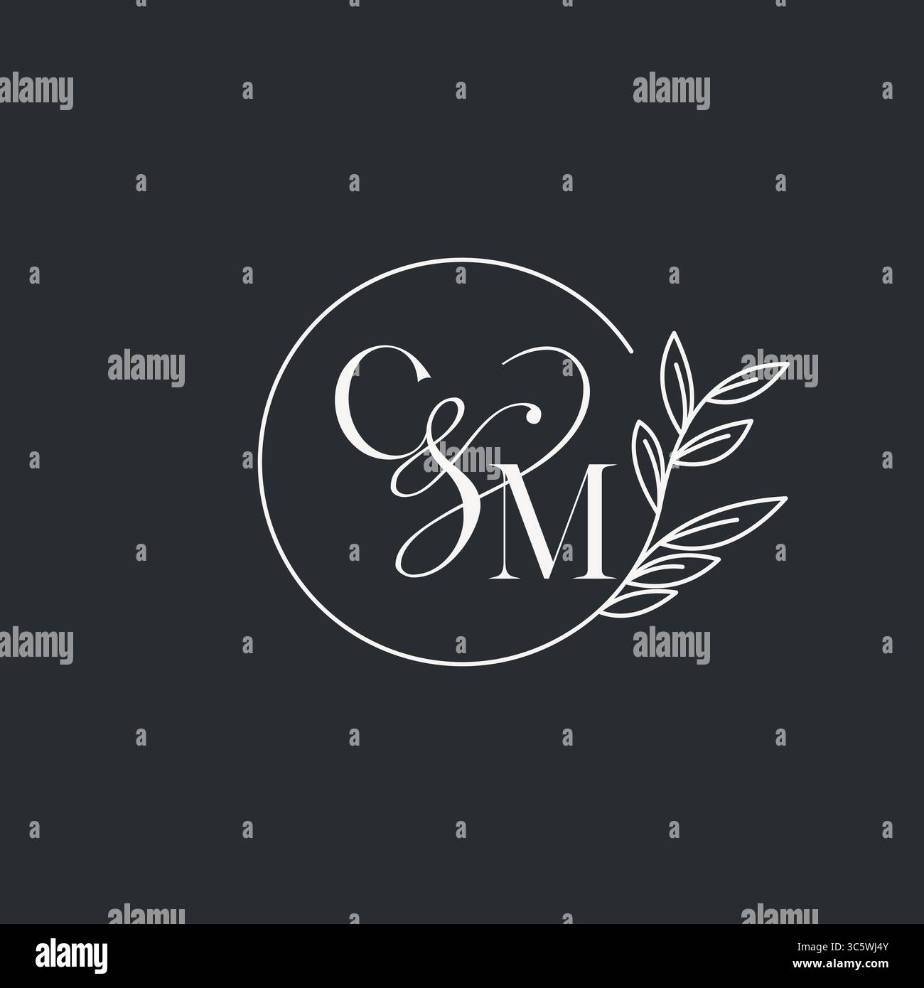 Wedding monogram initial CM design in an elegant and minimal style with ...