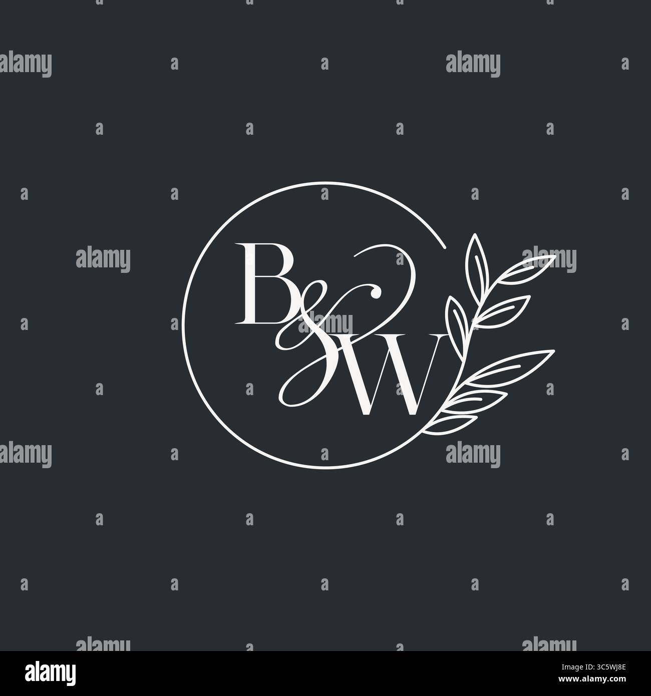 Wedding monogram initial BW design in an elegant and minimal style with ...