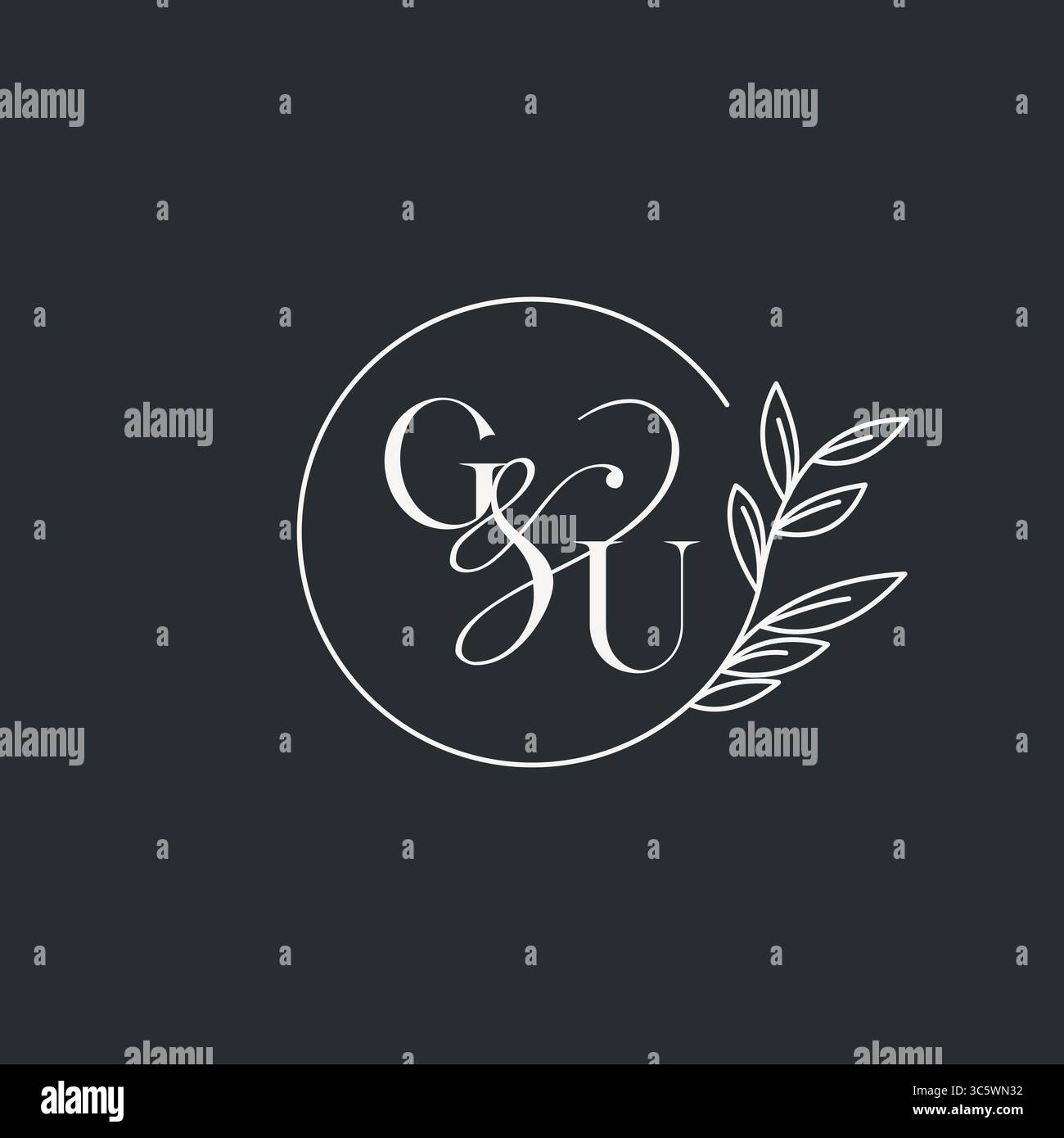 Wedding monogram initial GU design in an elegant and minimal style with ...